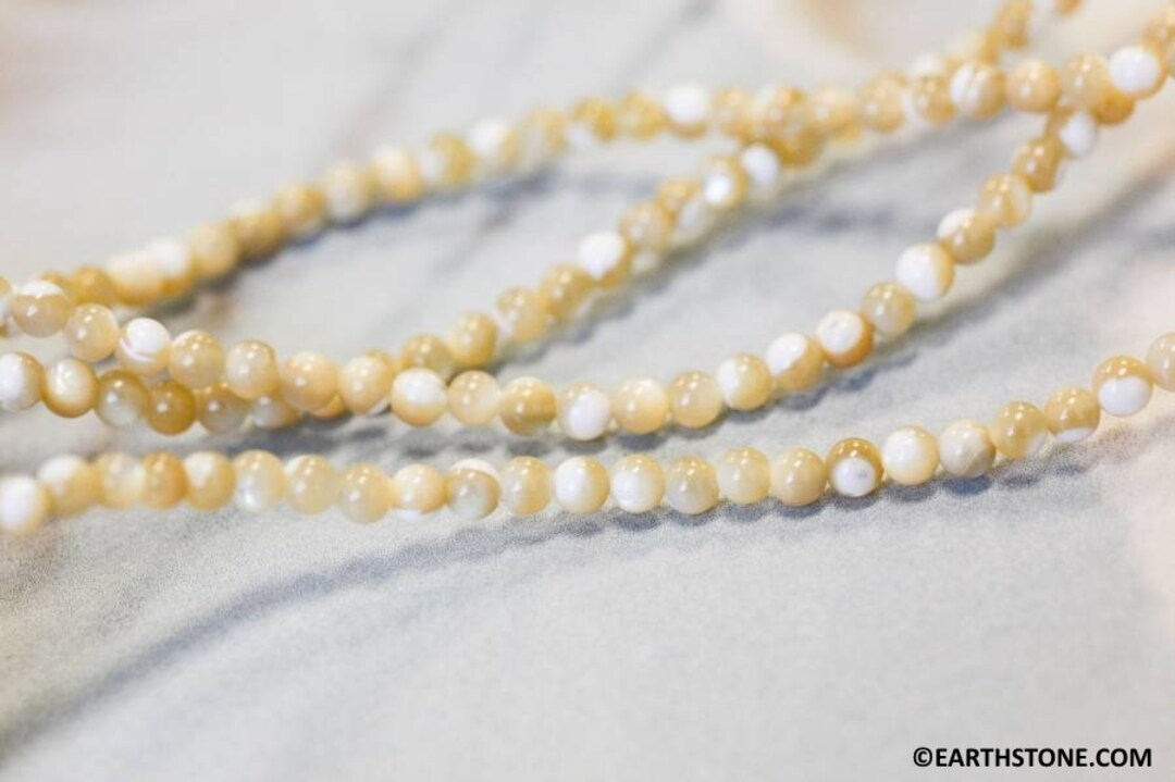 XS/ Natural Mother of Pearl 3mm Round Beads 16" Strand Tiny Round Shell ...