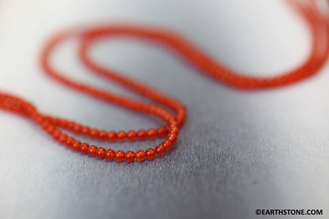 XS/ Carnelian 2-2.5mm Round Beads 15.5" Strand Dyed Agate Gemstone ...