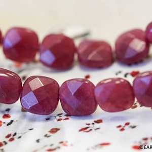 M/ Purple Jade 10x10mm Square Cushion Cut 16" Strand Dyed Nephrite Jade ...