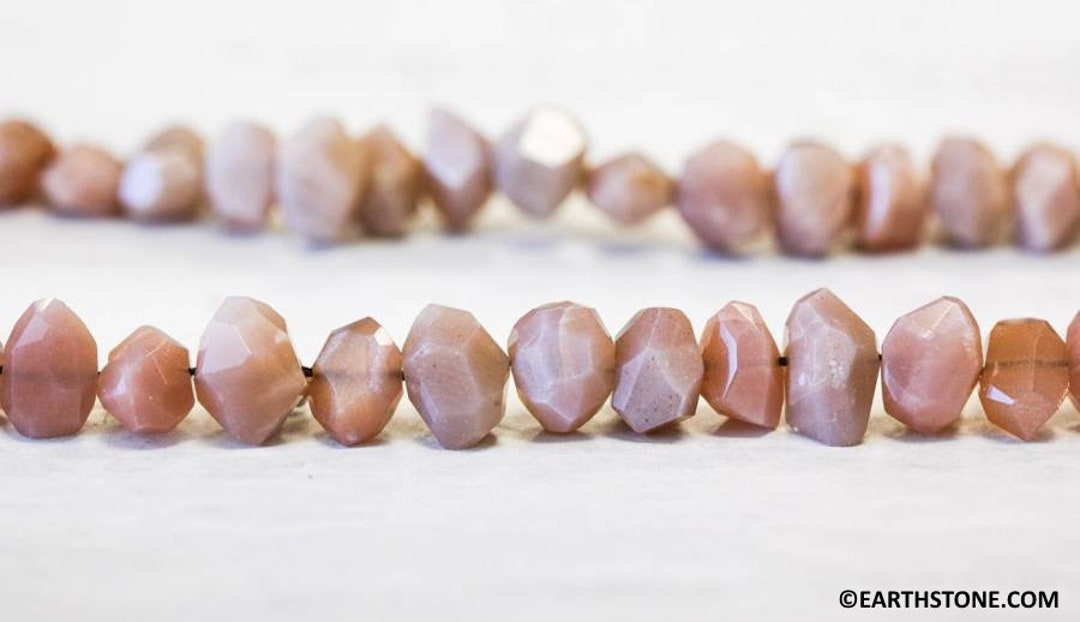 M/ Peach Moonstone 12mm Simple Nugget Cut Beads 15.5" Strand Size ...