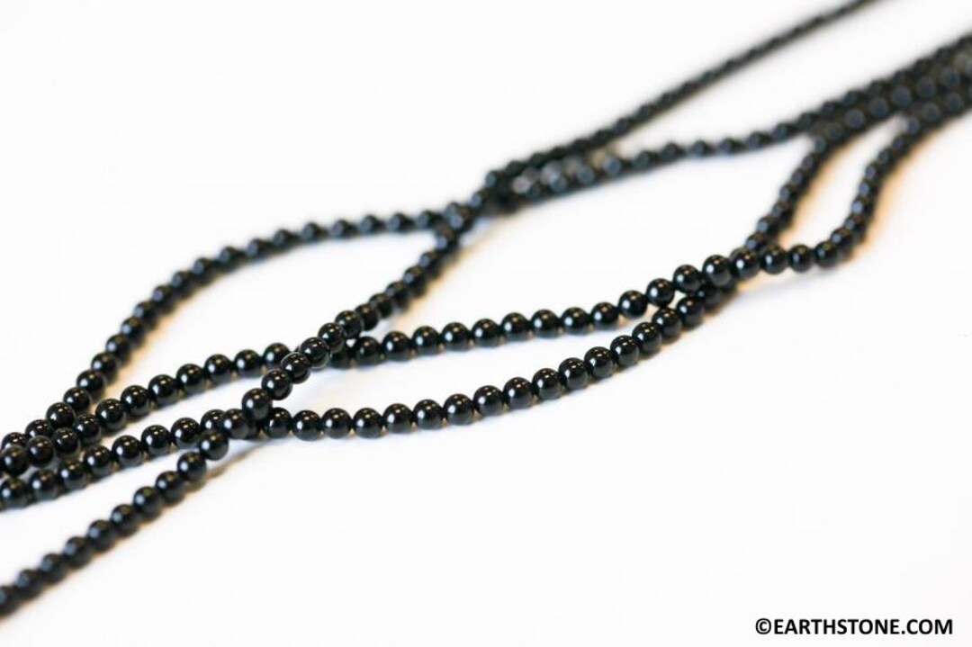 XS/ Black Onyx 2mm Round Beads 15.5" Strand Dyed Black Gemstone Beads ...