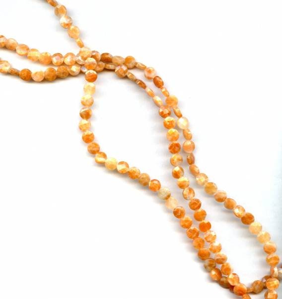 M/ Orange Calcite 10mm/ 8mm Faceted Coin Beads 16 Strand - Etsy