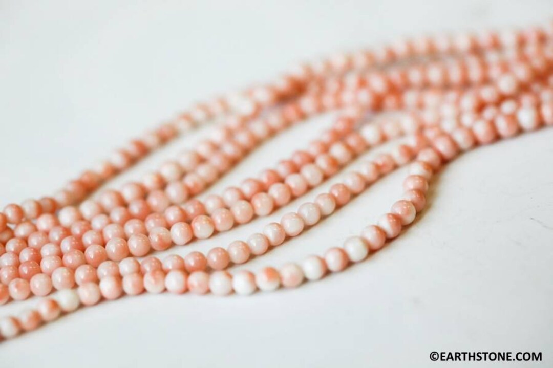 XS/ Dyed Coral 3-3.5mm Round Beads 15.5" Strand Dyed Light Angel Skin ...