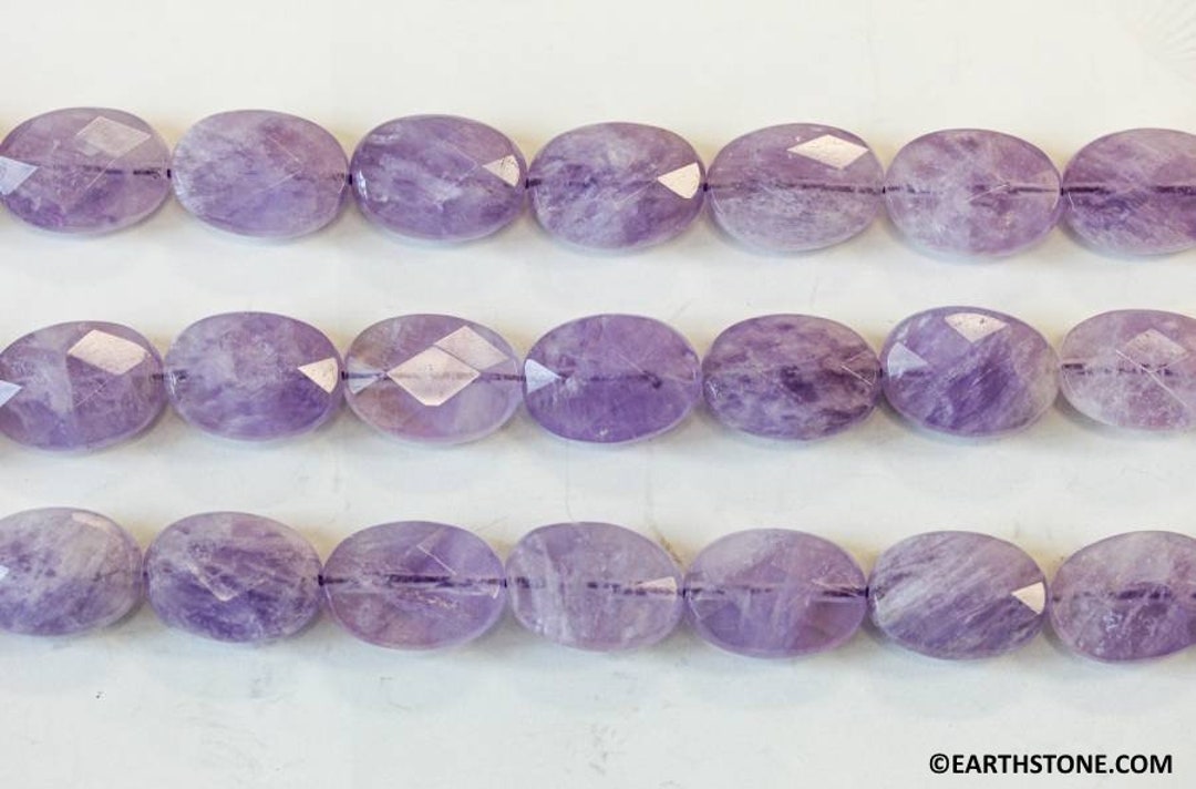 M/ Cape Amethyst 13x18mm Faceted Flat Oval Beads 15.5" Strand Light ...