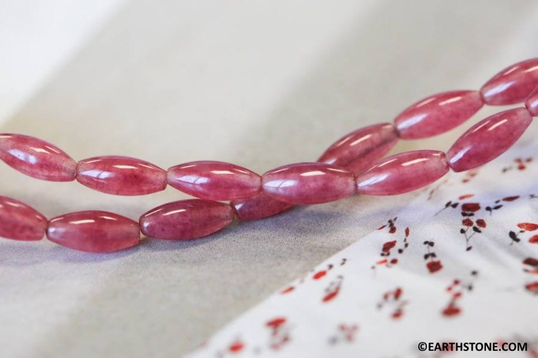 S/ Purple Jade 5x12mm Oval Rice Beads 16" Strand Dyed Purple Nephrite ...