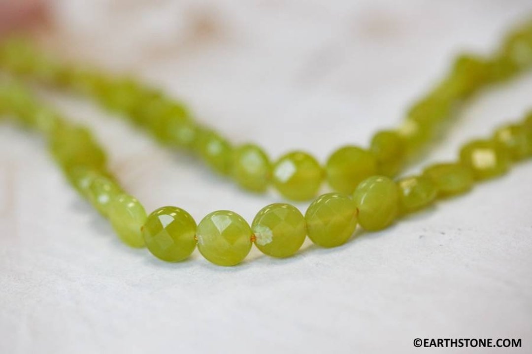 M/ Olive Quartz 8mm/ 10mm Faceted Coin Beads 16" Strand Light Green ...