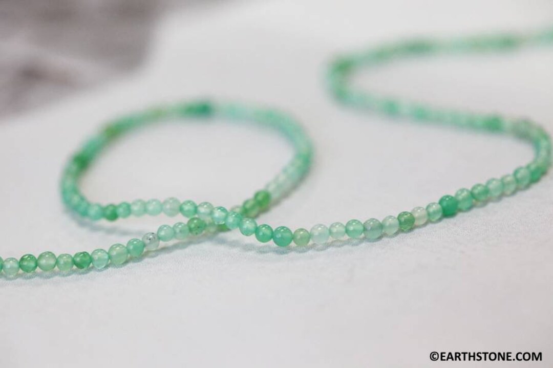 XS/ Chrysoprase 2mm Round Beads 15.5" Strand Natural Australia Gemstone ...