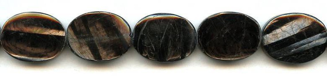 L/ Hypersthene 18x25mm/ 15x20mm Flat Oval Beads 15.5" Strand Stabilized ...