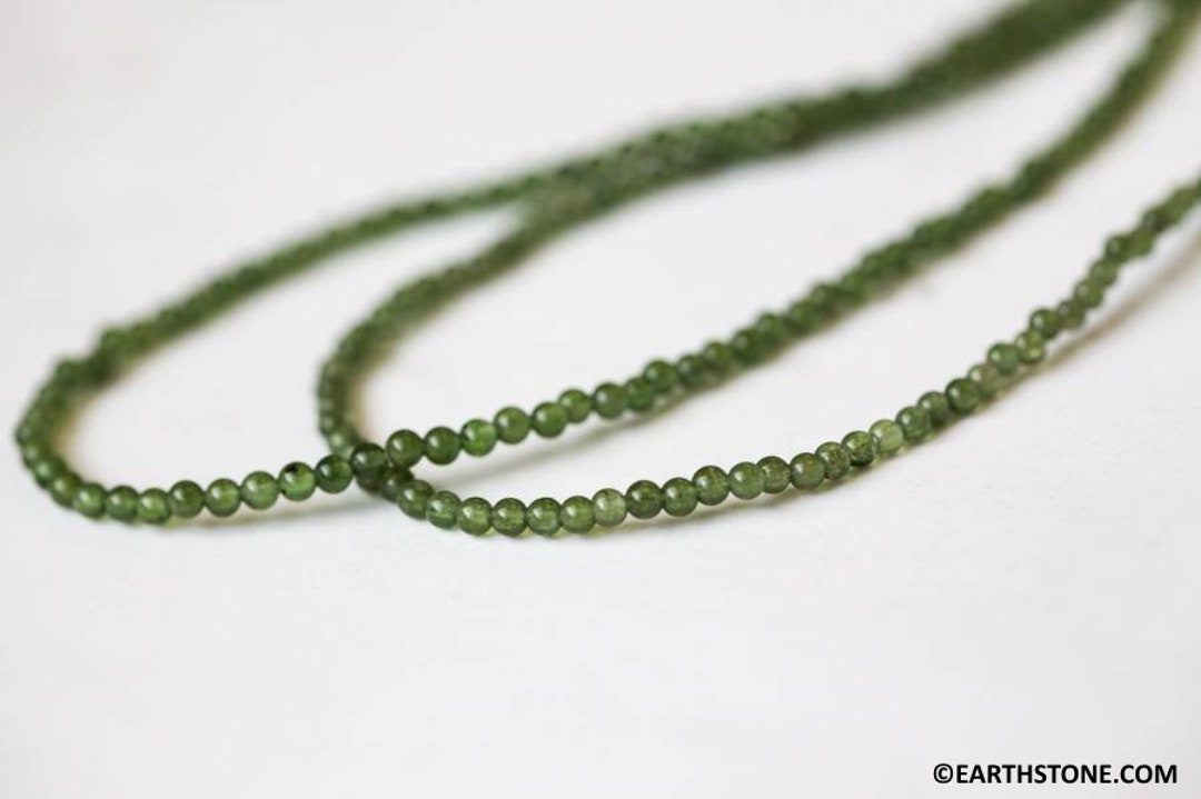 XS/ Green Jade 2-2.5mm Round Beads 16" Strand Natural Nephrite Jade ...