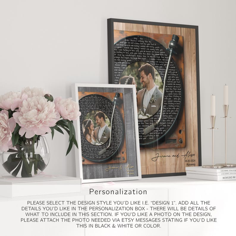 Personalized Song Lyrics Print With Photo, Custom First Dance Wedding ...