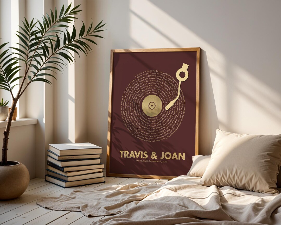 Minimalist Custom Song Lyric Vinyl Wall Art, Personalized Paper ...