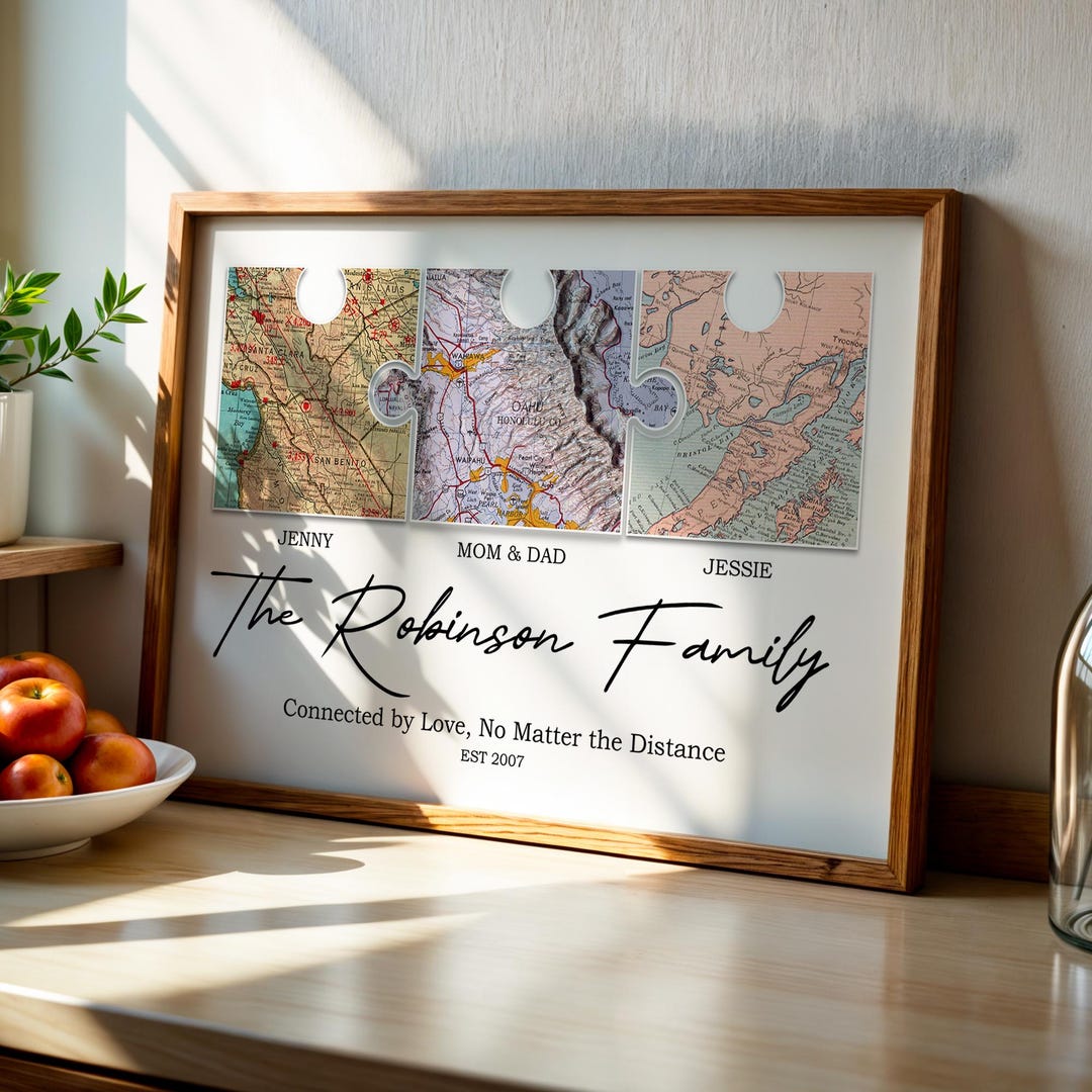 Custom Family Map Puzzle Gift | Personalized Home Map Art for Parents ...
