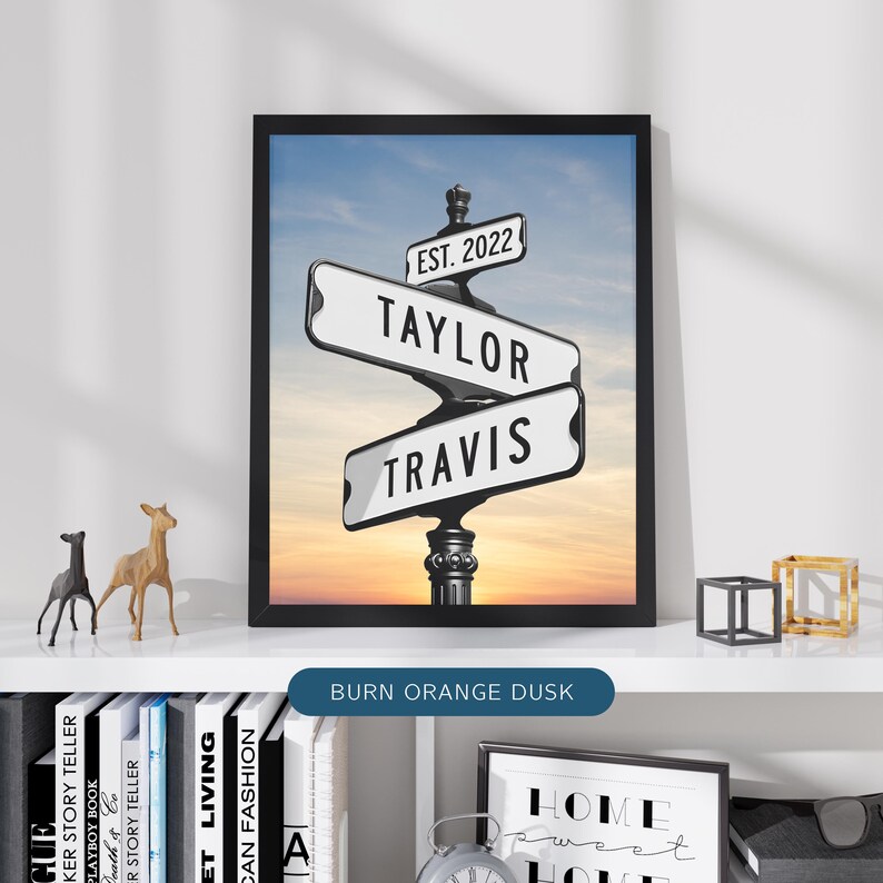 Personalized Vintage Street Sign Print, Couple Names, Anniversary Gift ...