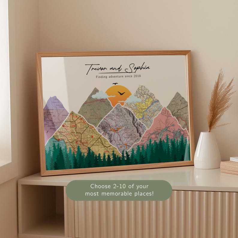 Custom Travel Memory Map Art | Personalized Anniversary and Wedding ...