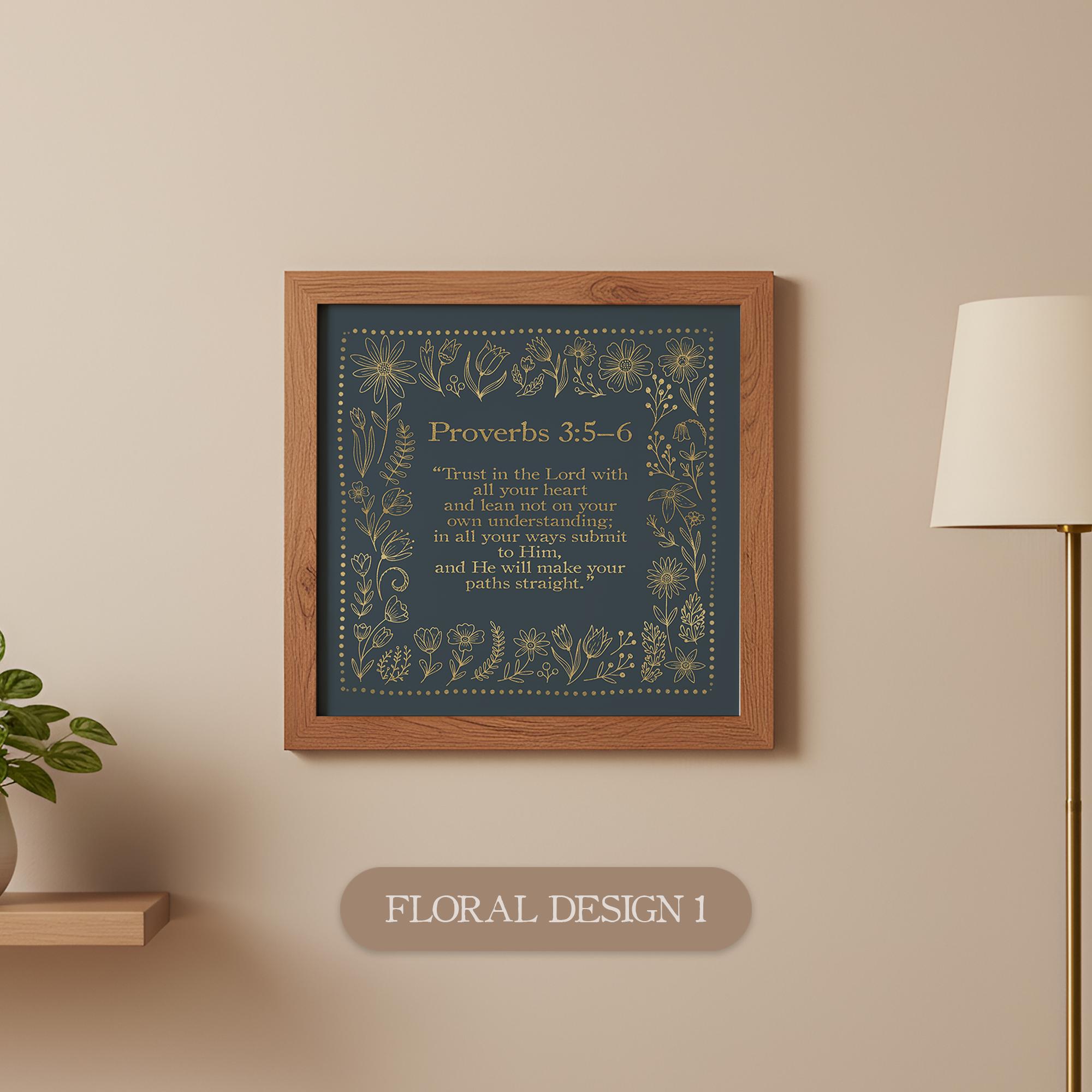 Custom Floral Bible Verse Art Print, Christian Scripture, Folk Style ...