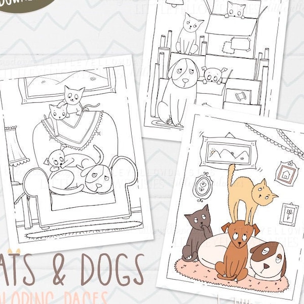 Coloring Cute Dogs - Etsy