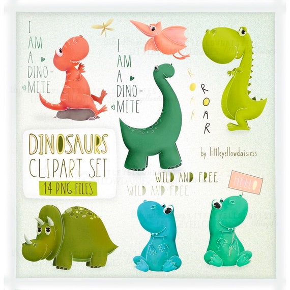Dinosaurs Clip Art Set T-rex Dino Prehistoric Stegosaurus - Etsy
