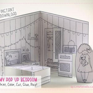 Printable Pop up Bedroom, Dollhouse Rooms, Coloring Craft Activities ...
