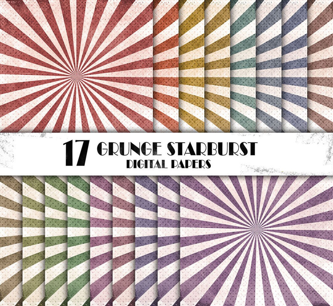 Starburst Digital Paper, Grunge Sunburst Polka Dot, Distressed Pattern ...