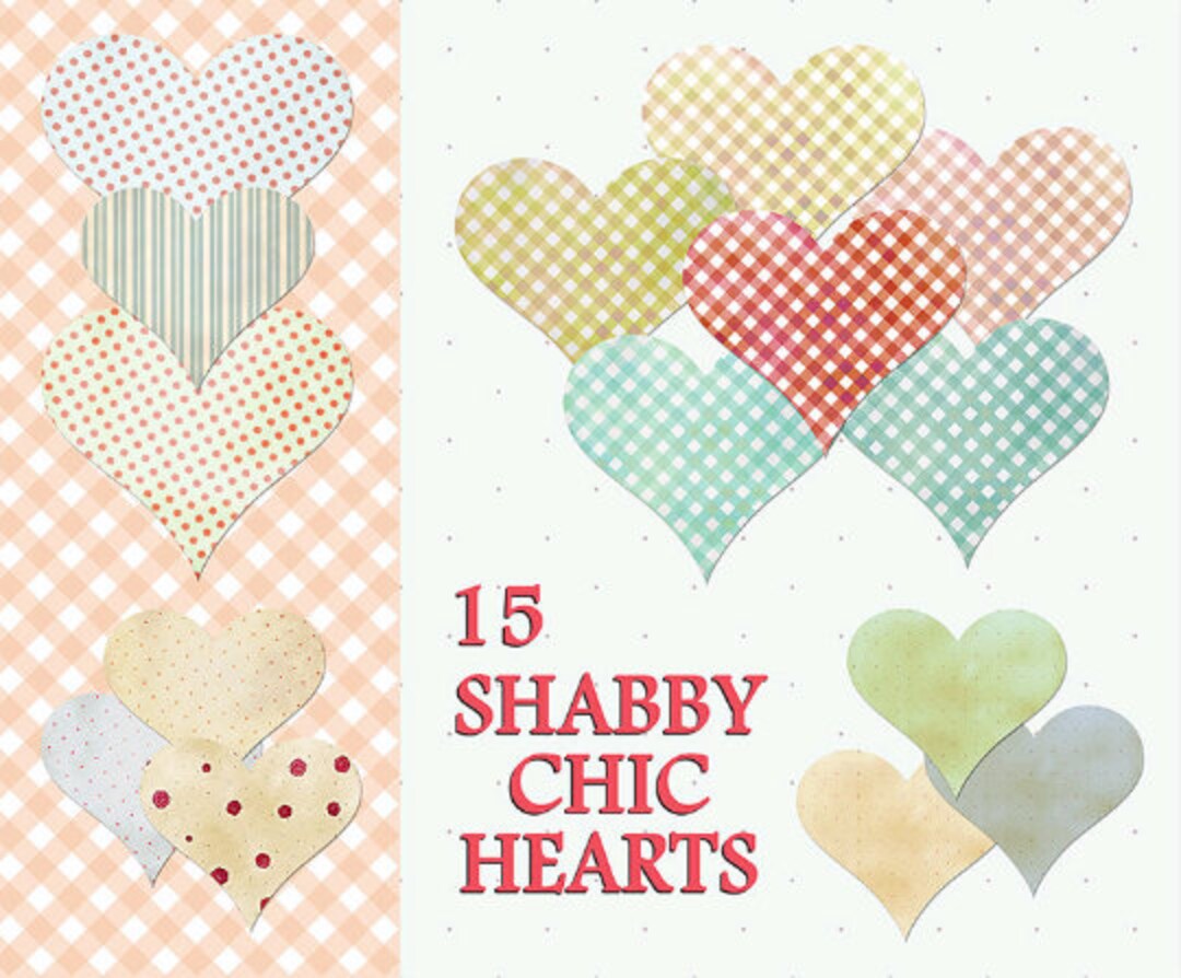 Vintage Heart Clipart, Heart Clip Art Set, Shabby Chic Heart, Valentine ...