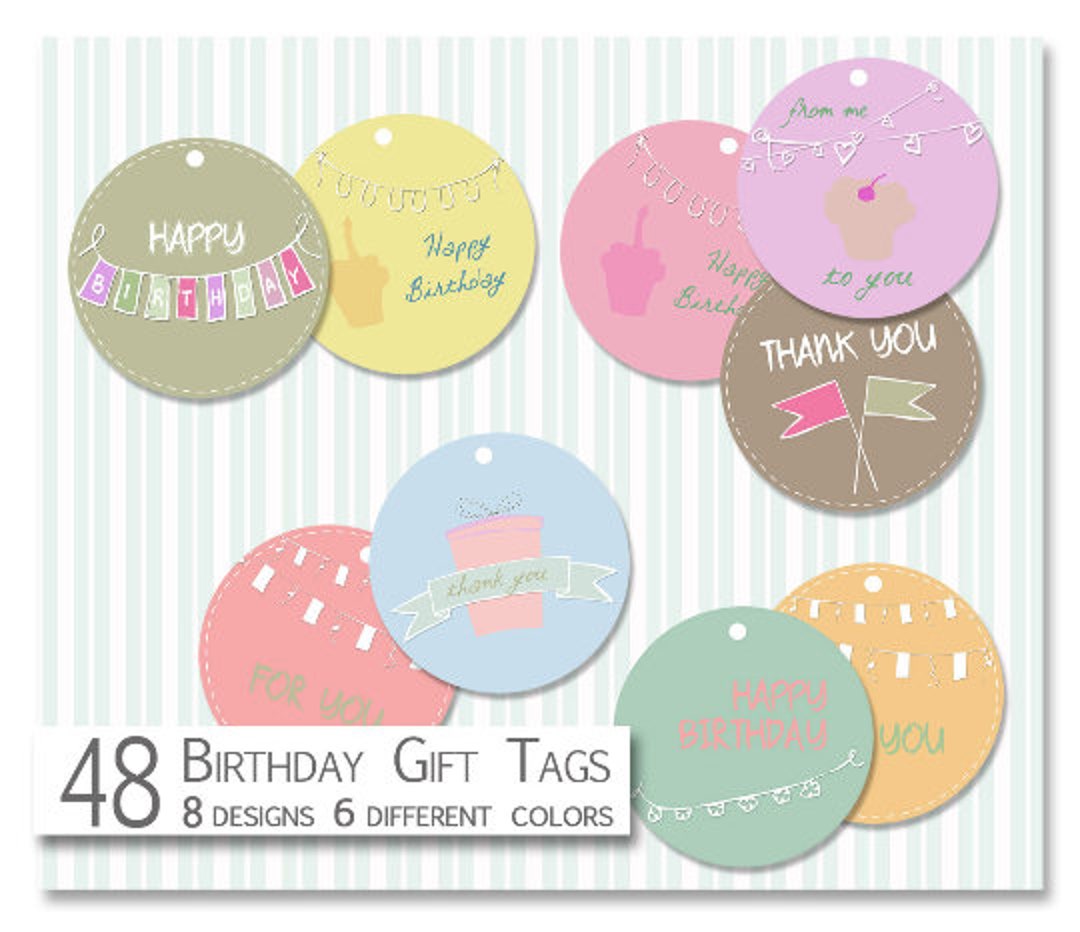Printable Birthday Tags-party Tags-digital Gift Tags-scrapbooking Tags ...