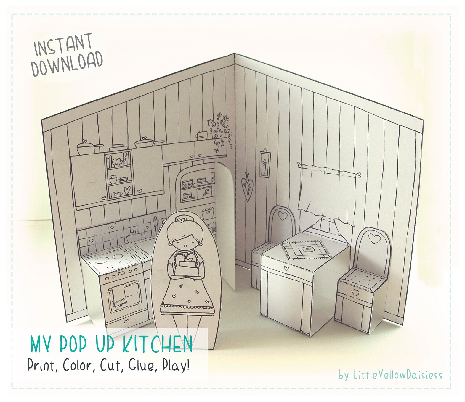 Pop up Kitchen Printable Paper Crafts Rooms Fun Creative - Etsy