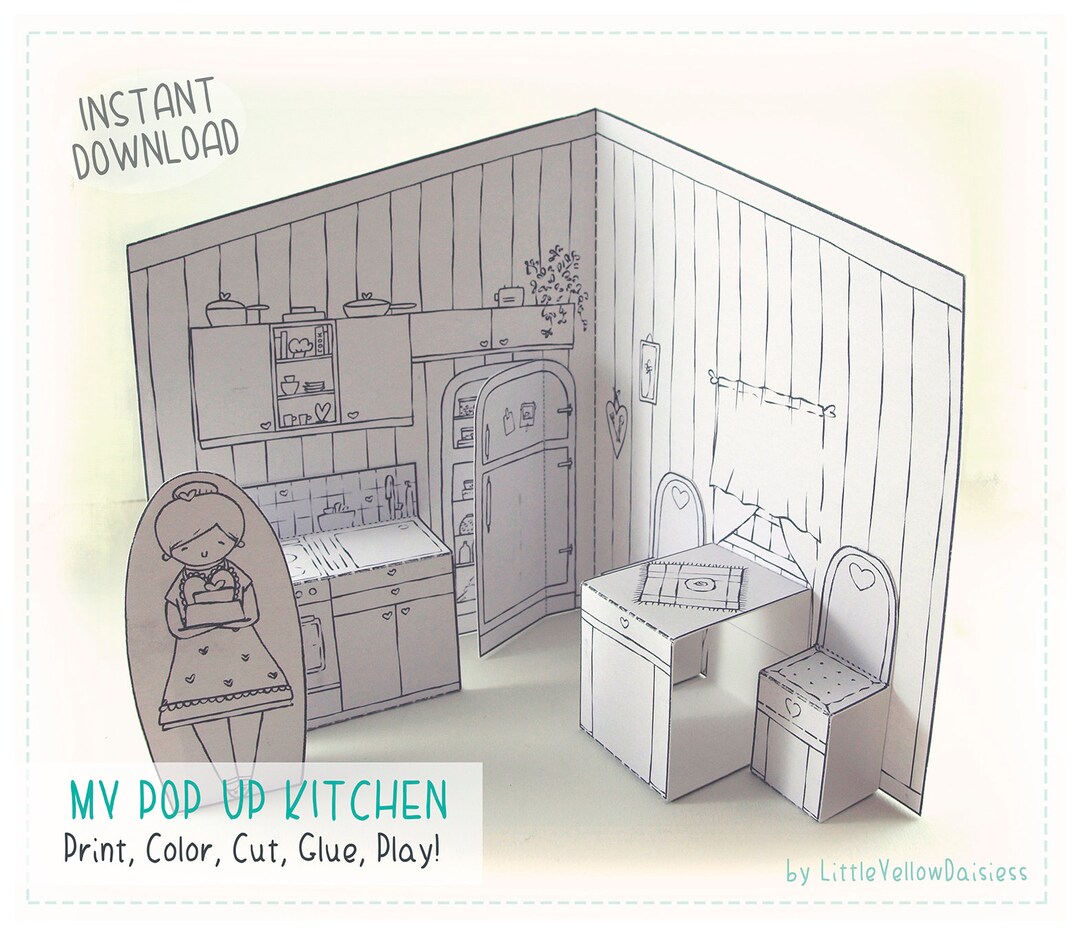 Pop up Kitchen, Printable Paper Crafts, Rooms, Fun Creative Activities ...