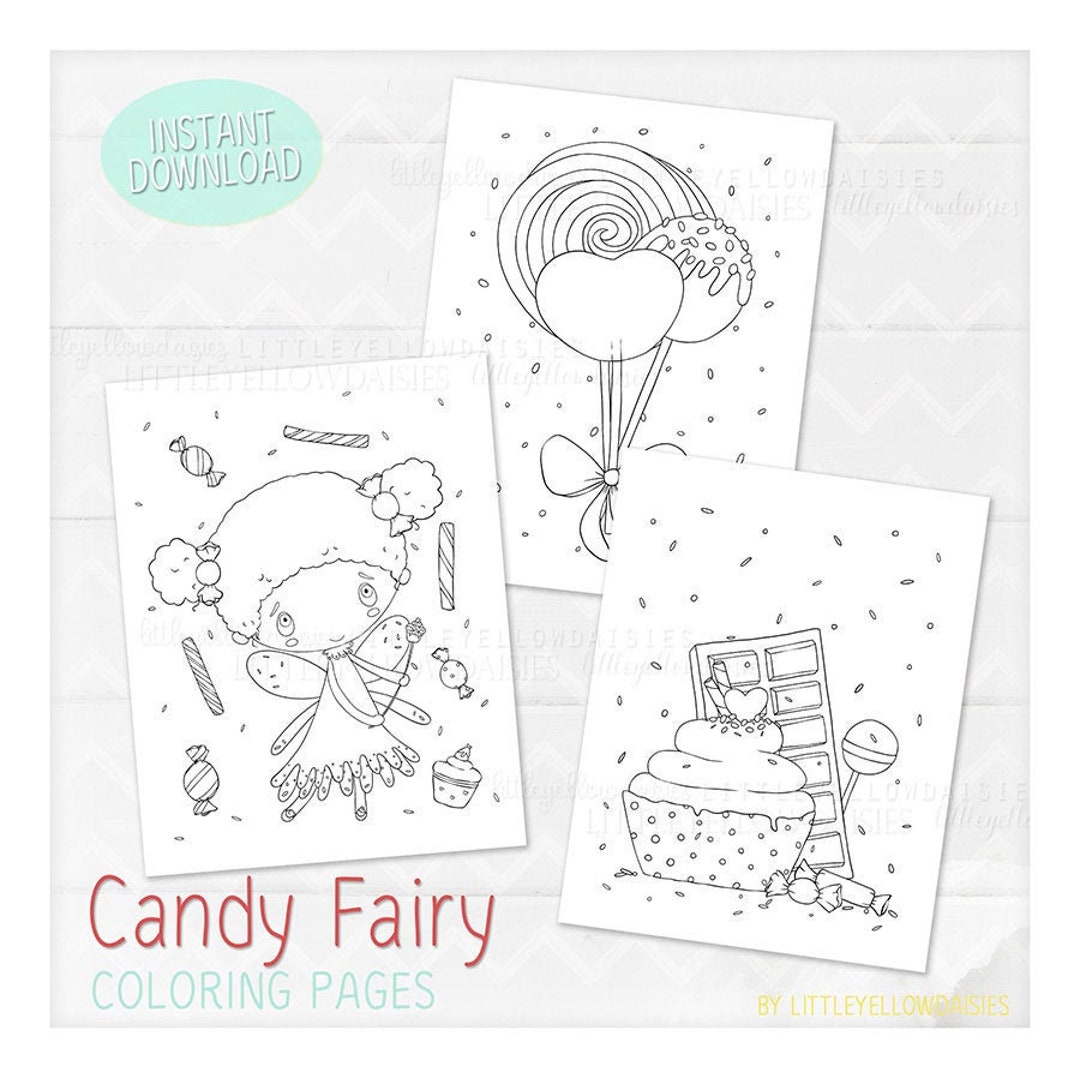 Candy Fairy Coloring Pages, Activities for Kids, Cute, Sweets Coloring ...