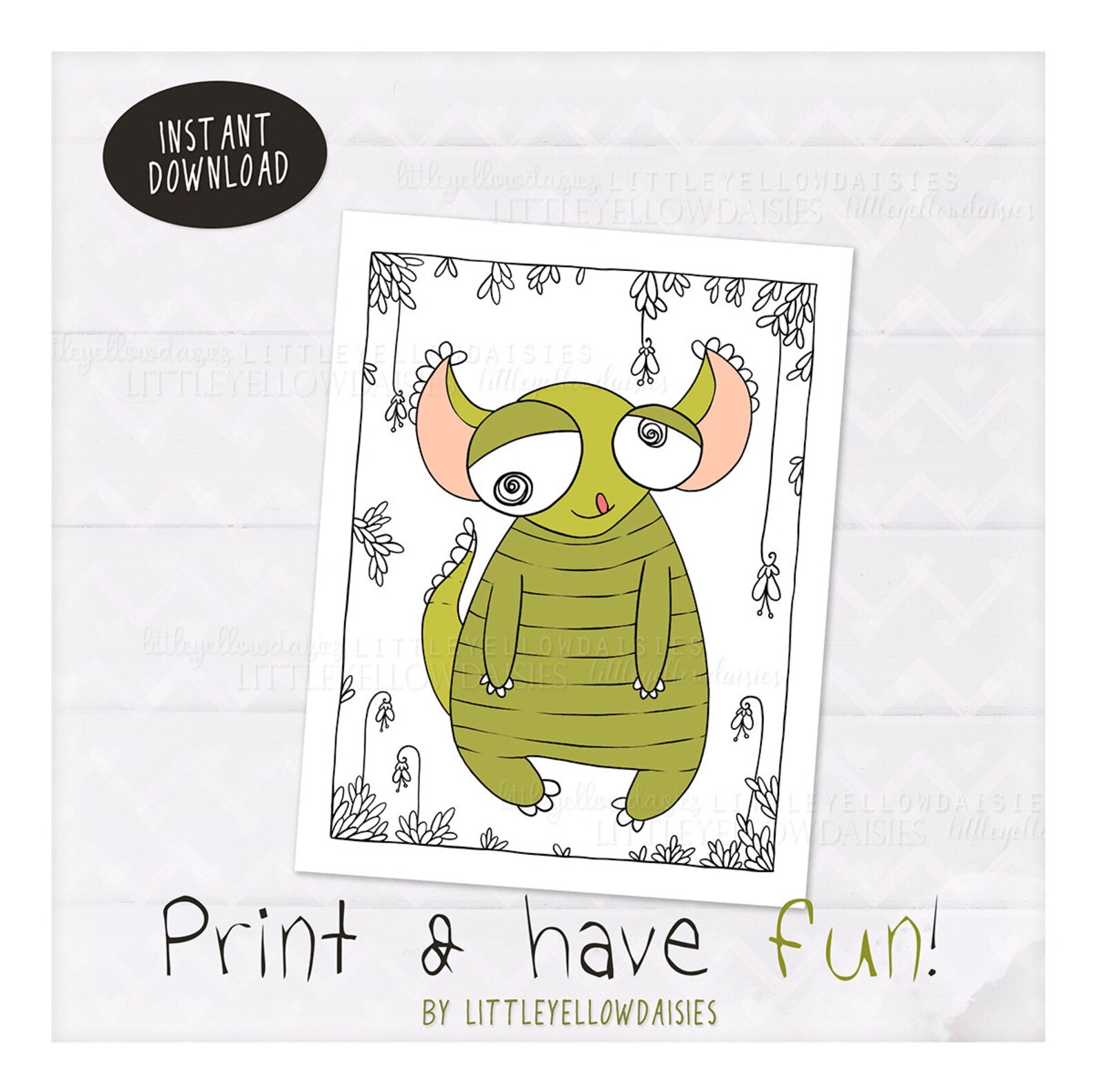 Funny Monsters Coloring Pages Cute Little Monsters Coloring | Etsy