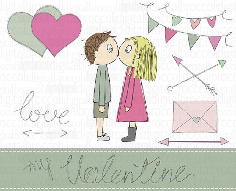 Love Clipart Set Couple Clip Art Valentines Day Romantic - Etsy
