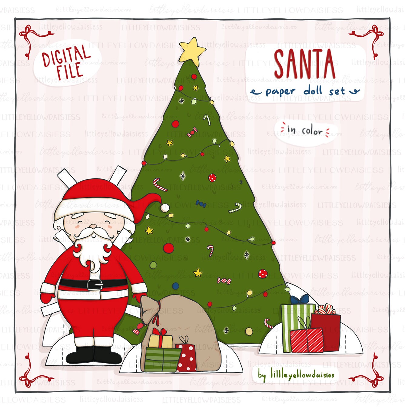 Santa Paper Doll Printable Christmas Gift Last Minute - Etsy