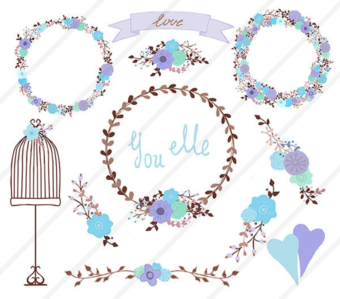 Wedding Clip Art-wreath Clipart-romantic Flower - Etsy