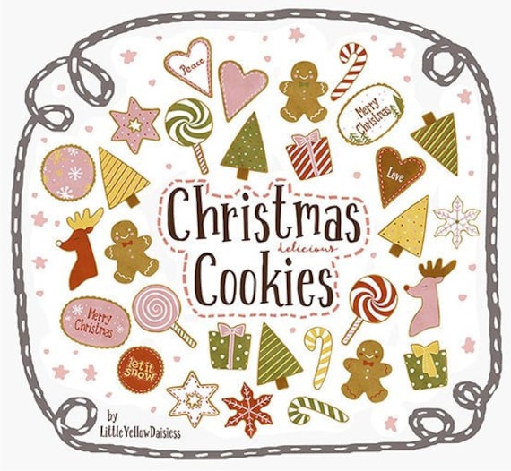 Holiday Cookies Clip Art Set in Pastel Colors for Christmas | Etsy