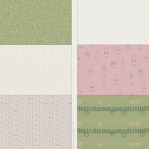 Hand Drawn Digital Paper Set Love Papers Pink Green Light Grey Hand ...