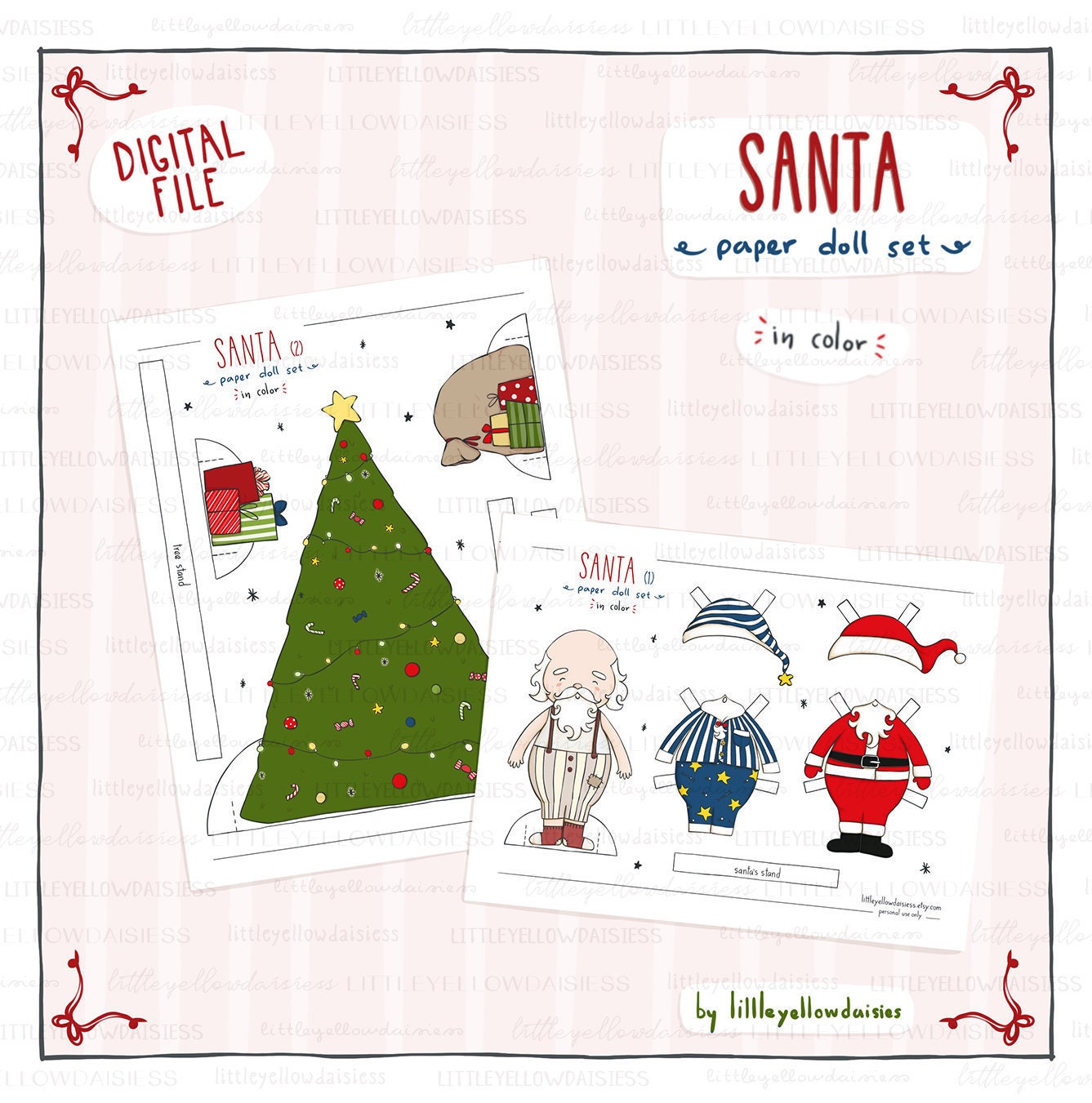 Santa Paper Doll Printable Christmas Gift Last Minute - Etsy