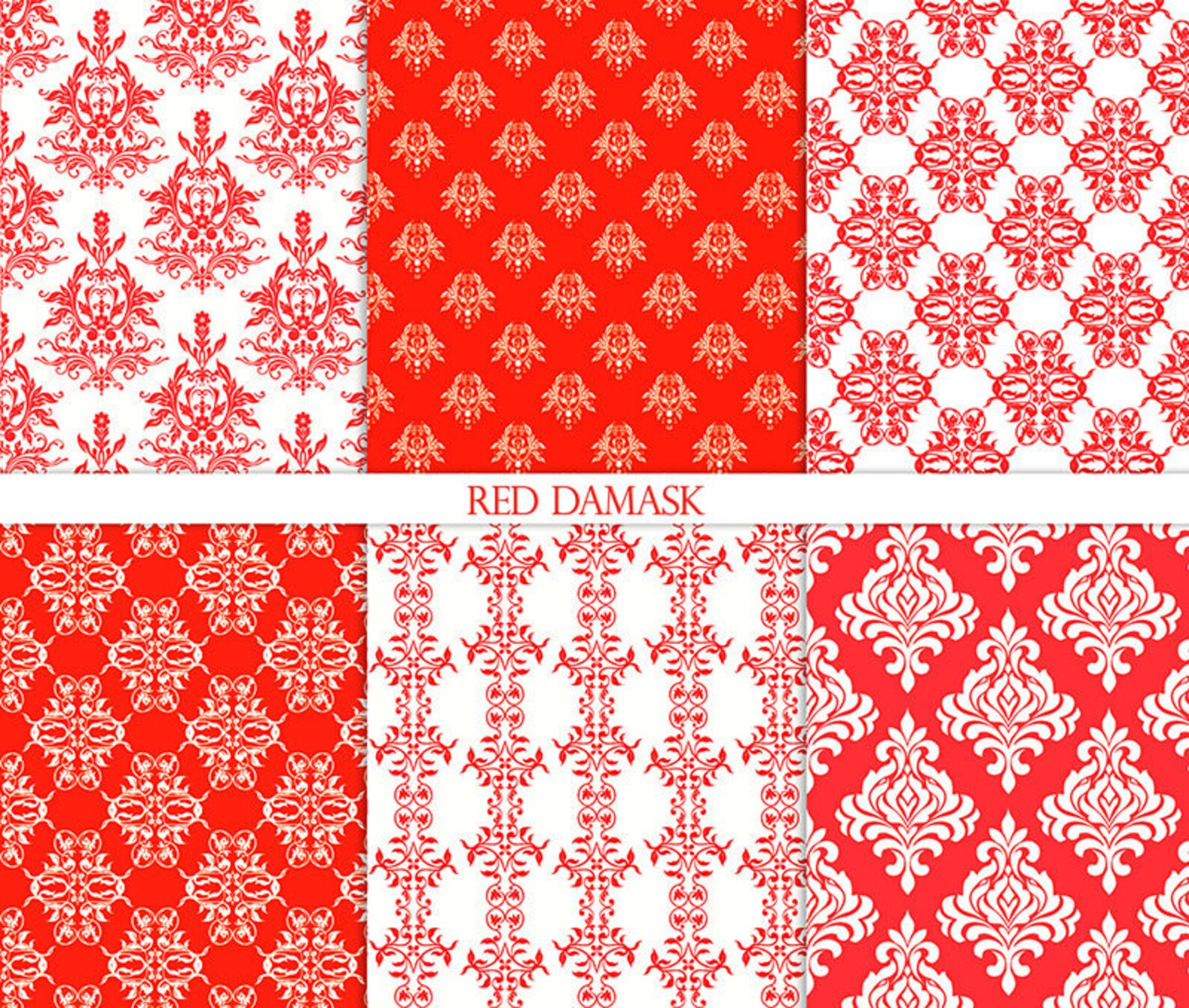 Red Damask Digital Paper-red Damask Printable-red Damask - Etsy