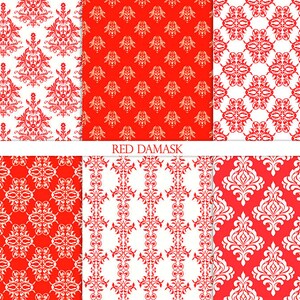 Red Damask Digital Paper-red Damask Printable-red Damask Background ...