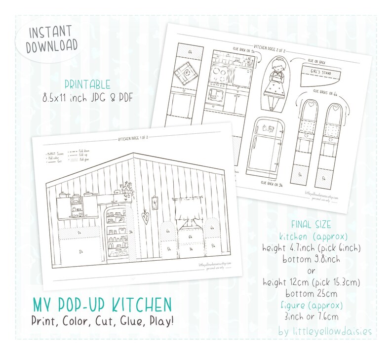 Pop up Kitchen Printable Paper Crafts Rooms Fun Creative - Etsy