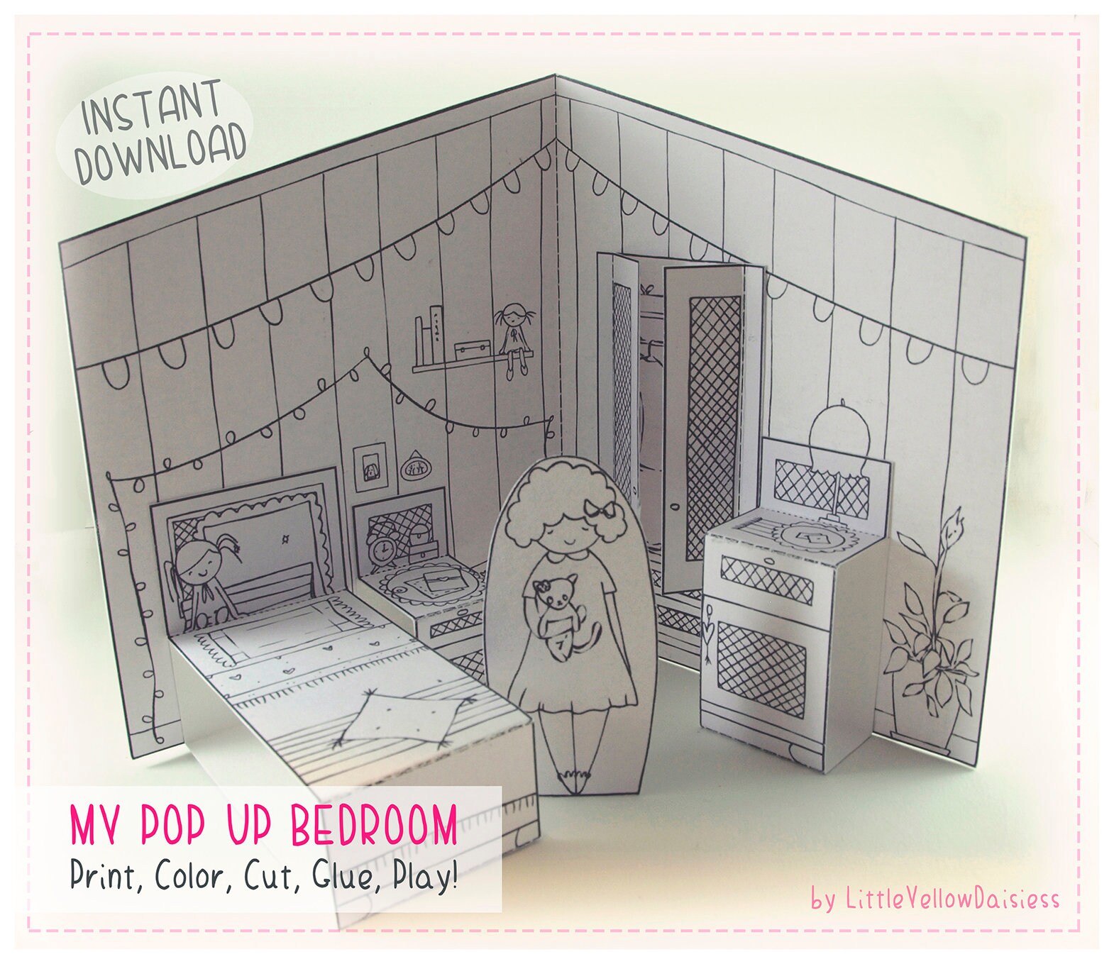 Printable Pop up Dollhouse Kit Bundle of 4 Rooms Plus - Etsy