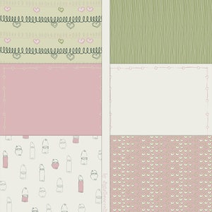 Hand Drawn Digital Paper Set Love Papers Pink Green Light Grey Hand ...