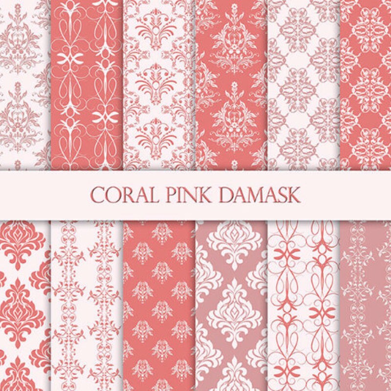 Coral Damask - Etsy