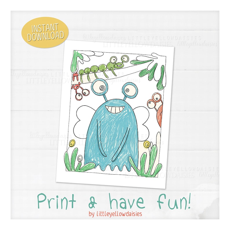 Strange Creatures Coloring Pages Cute Funny Bugs Monsters | Etsy