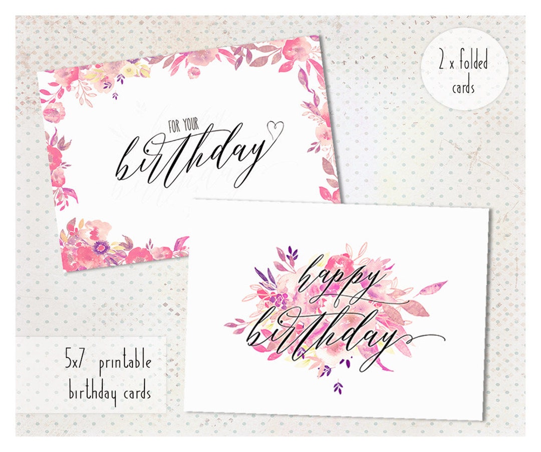 Birthday Card Printable-happy Birthday Card-card for Her-5x7 Greeting ...