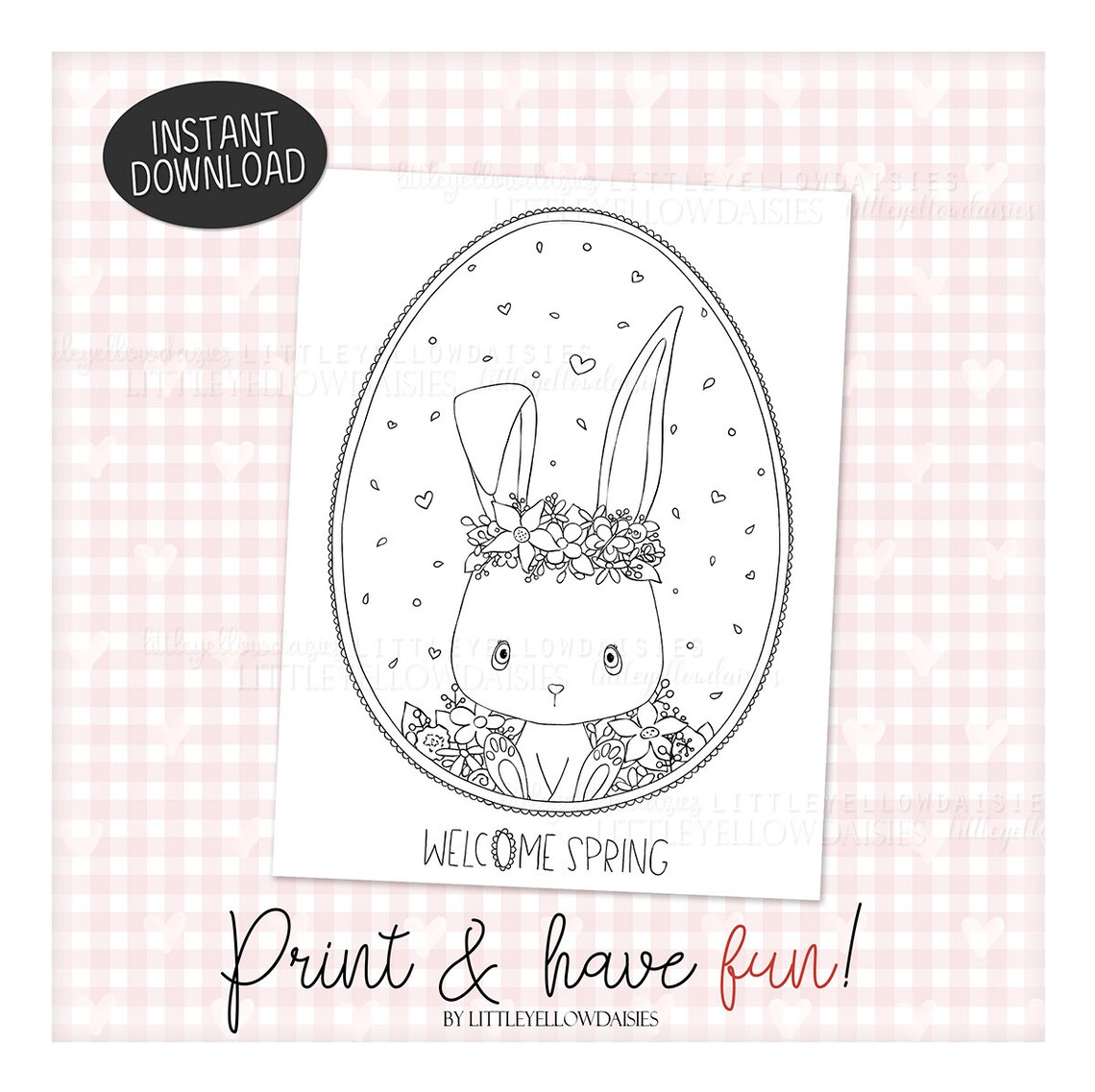 Spring Coloring Pages Cute Little Bunnies Easter Coloring - Etsy