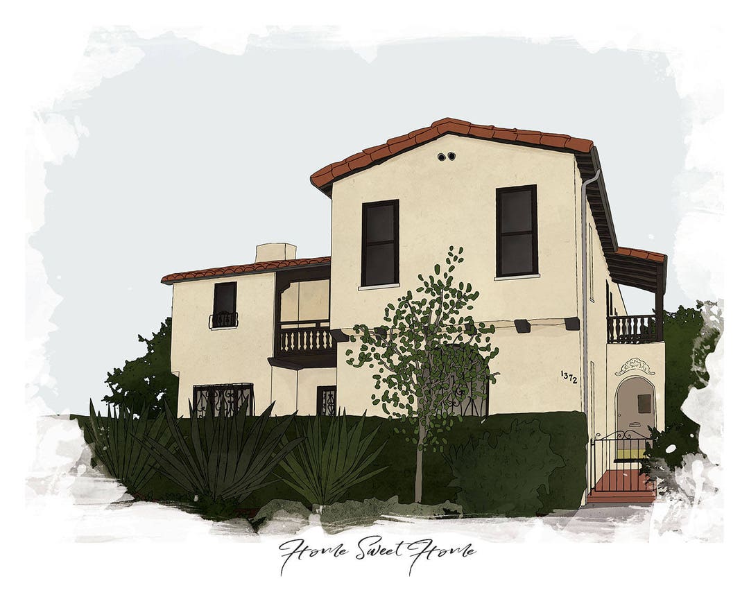 Custom Home Illustration, Custom House Portrait, Home Drawing ...