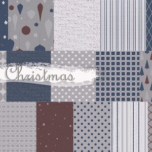 Christmas Digital Paper 12x12 Inch Set of 16 Dark Blue Dark - Etsy