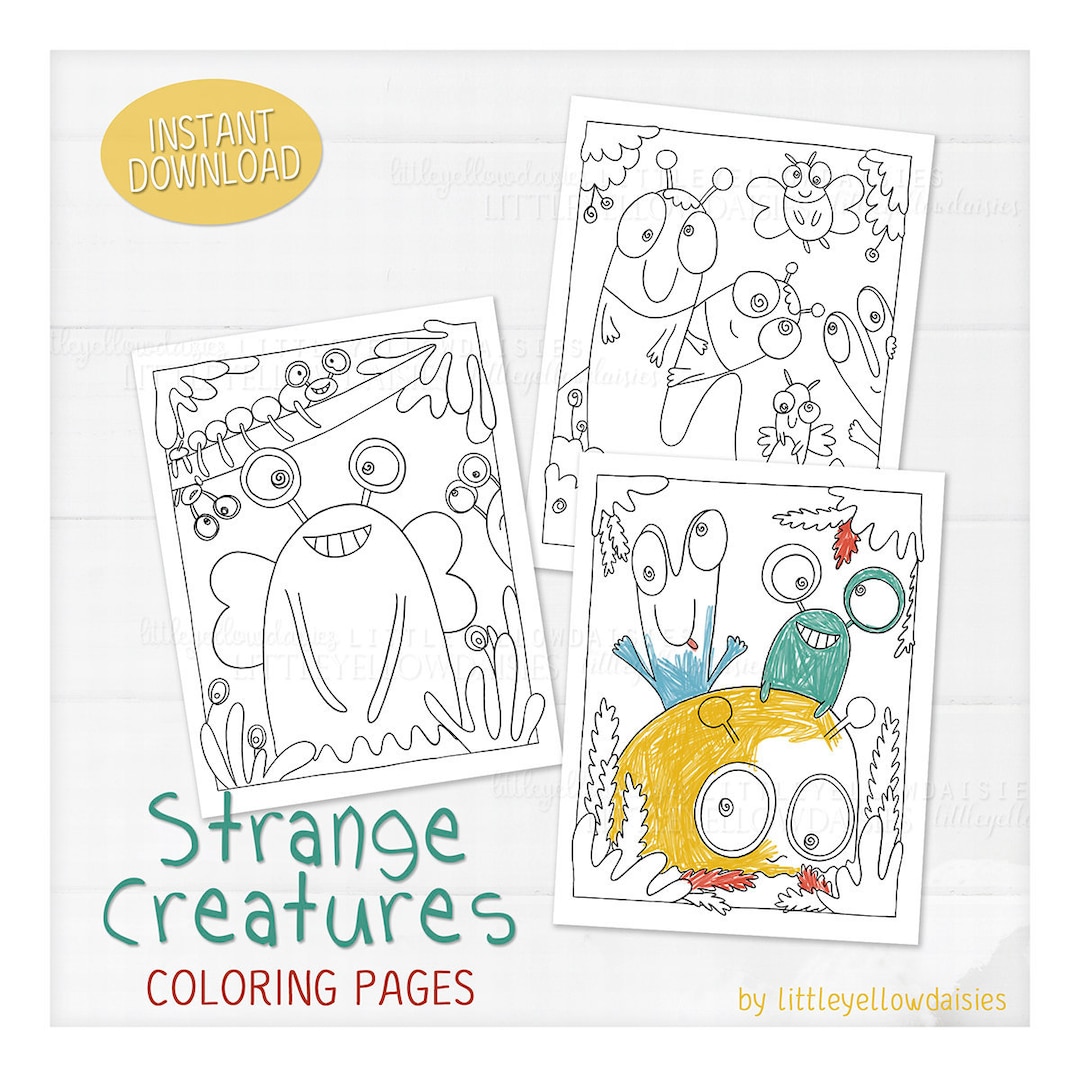 Strange Creatures Coloring Pages, Cute Funny Bugs, Monsters Coloring ...