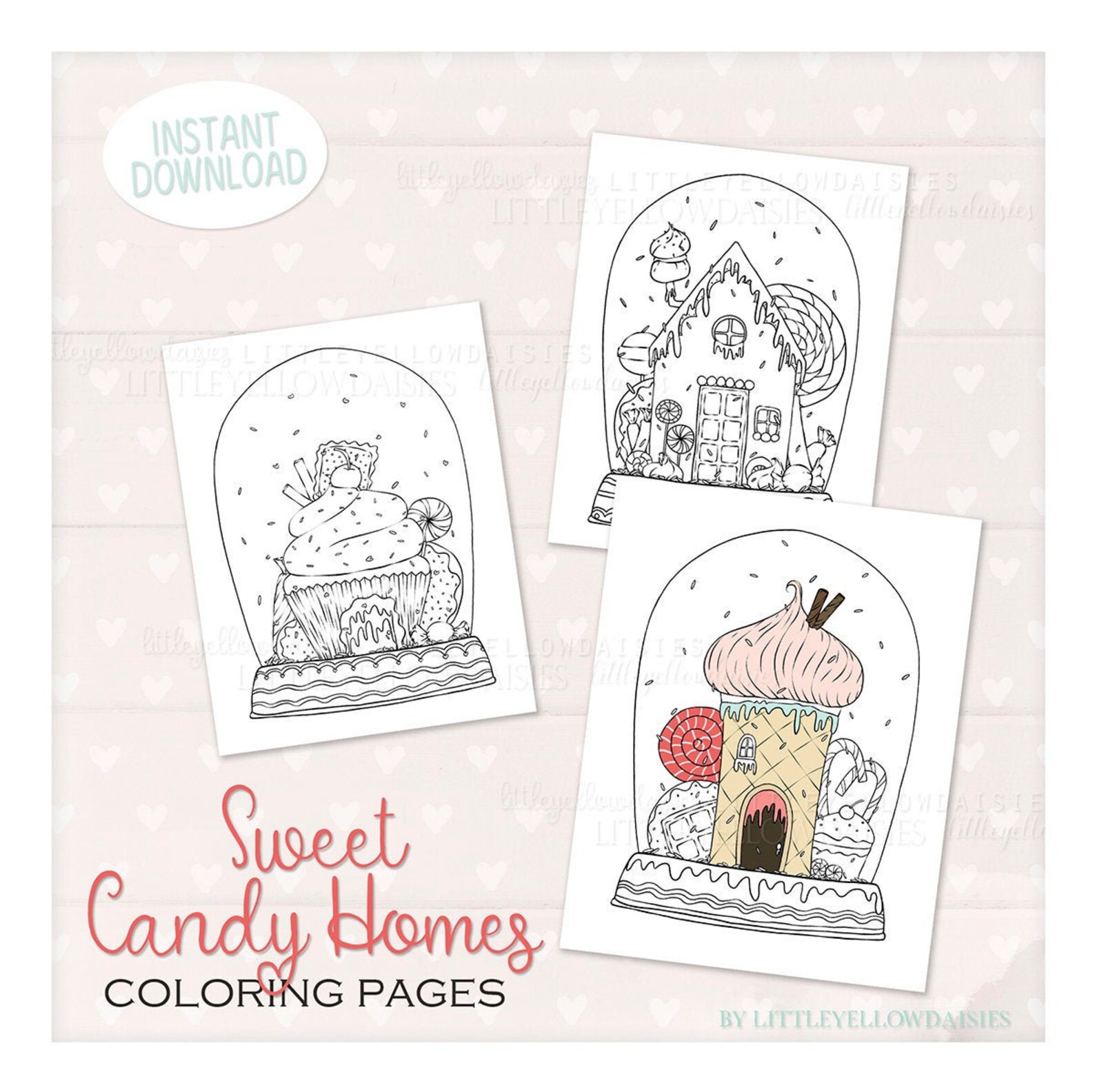 Candy Homes Coloring Pages Sweets Activities for Kids Ice | Etsy