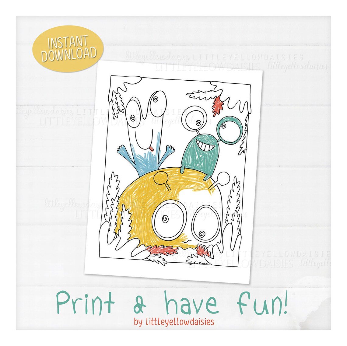 Strange Creatures Coloring Pages Cute Funny Bugs Monsters | Etsy