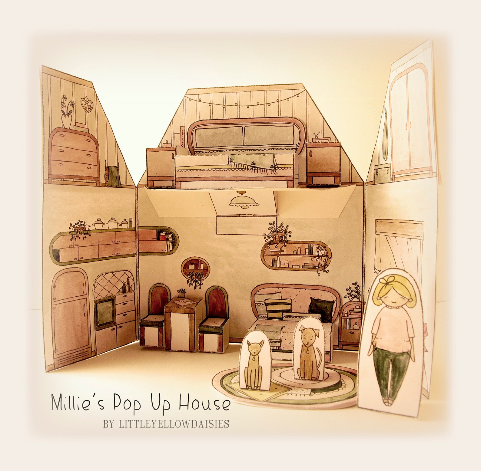 Printable Dollhouse, Pop up Paper House, Portable, Foldable, DIY ...